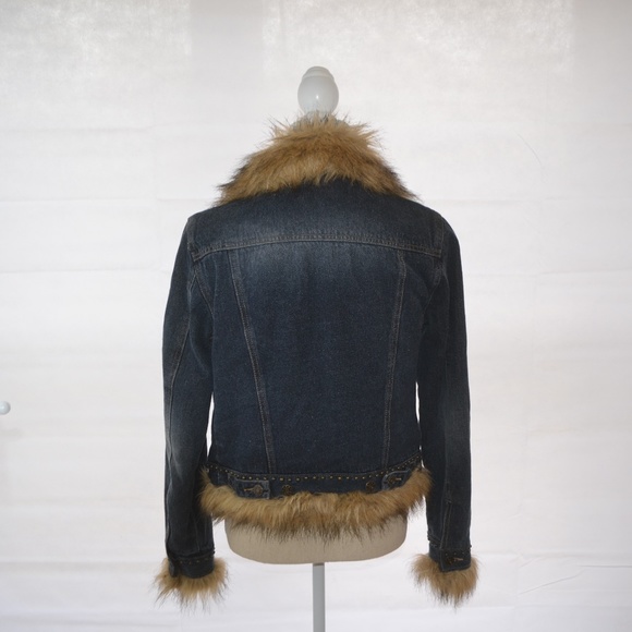giacca | Jackets & Coats | Giacca Faux Fur Denim Studded Jacket | Poshmark